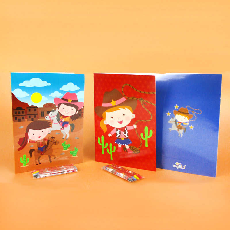 Western Cowboy Cowgirl Coloring Books with Crayons Party Favors - Set ...