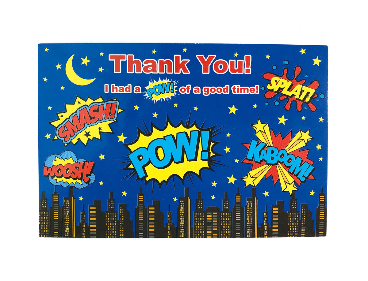 Superhero Fill-in Birthday Thank You Cards for Kids – Tiny Mills®