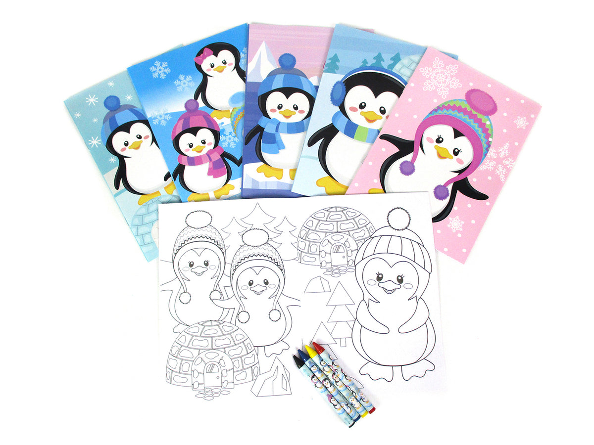 Penguin Coloring Books with Crayons Party Favors - Set of 6 or 12 ...