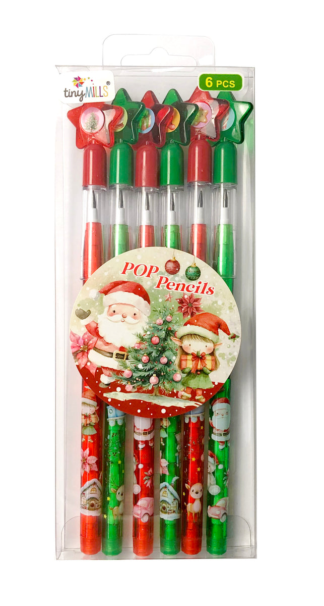 Vintage Rustic Christmas Stackable Multi Point Pencils - Set of 6 ...
