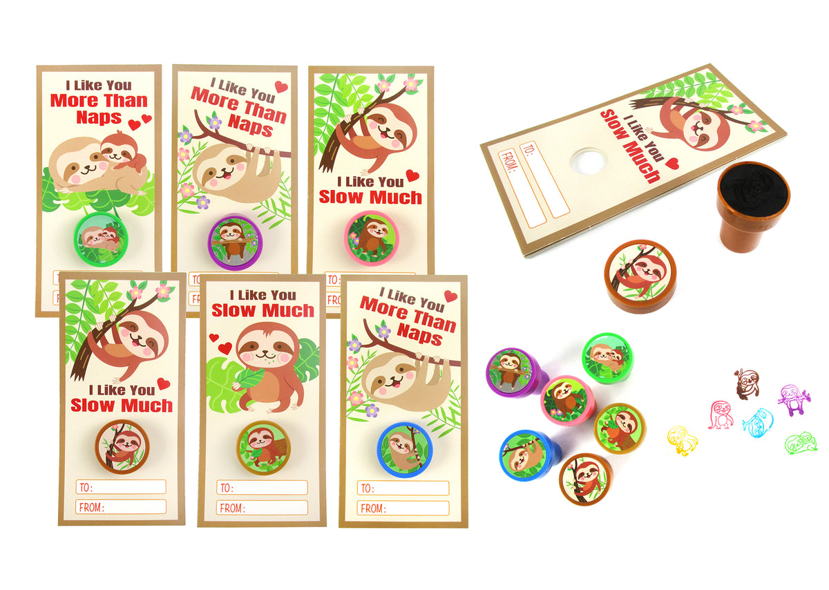 Sloth Valentine's Day Cards with Stampers for Classroom Exchange – Tiny ...