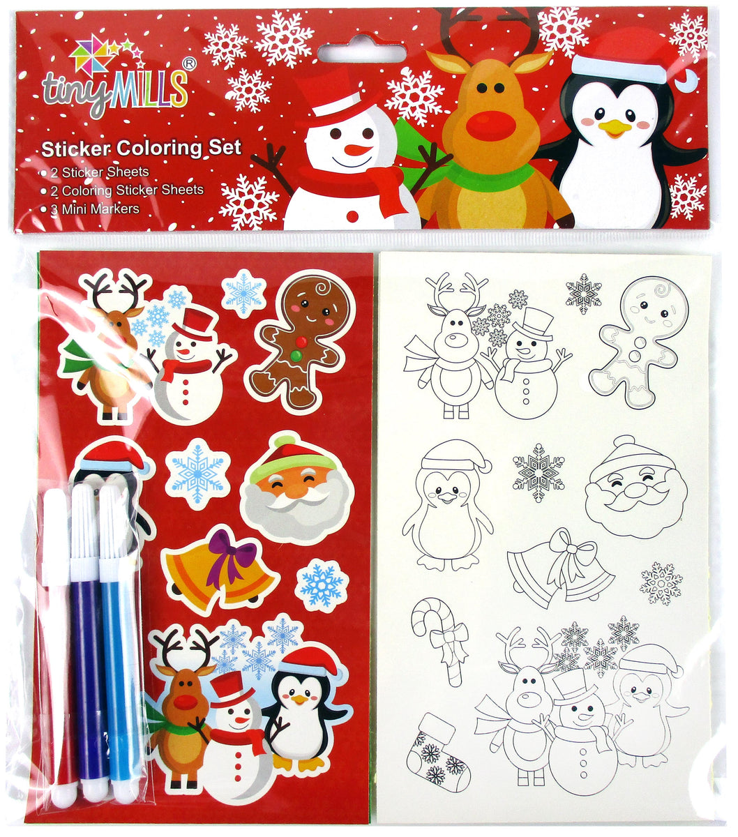 Christmas Holidays Color-in Sticker Set with Markers – Tiny Mills®